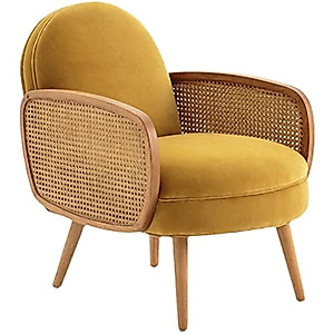 SLNFXC Nordic Rattan Designer Single Sofa Chair Balcony Chair Solid Wood Celebrity Fabric Sofa (Color : D)