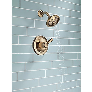 Delta Faucet Lahara 14 Series Single-Function Shower Faucet Set, 5-Spray Shower Head, Shower Handle, Gold Shower Faucet, Delta Shower Trim Kit, Champagne Bronze T14238-CZ (Valve Not Included)