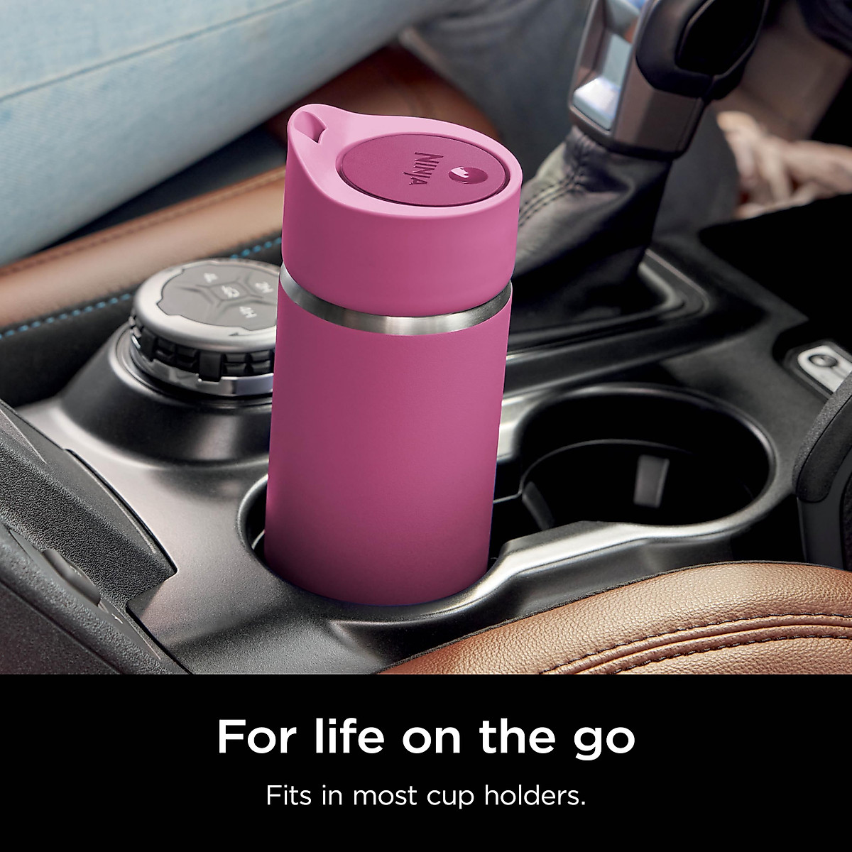 Ninja, Travel Mug, Sip Perfect 16oz, Brings Hot Drinks to Sippable Temperature in Minutes, Stainless Steel, Leak Proof, Dishwasher Safe, Metal, Insulated Tumbler, Fuchsia Pink, DW1603BP