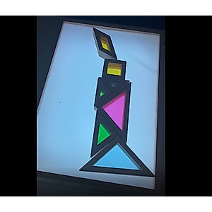 BOHS Translucent Tangram with Multilingual Activity Cards - 1 Inch Thickness - Preschool Gift - Kids Kindergarten Light Table Accessories/Window Puzzle Toys