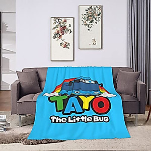 Tayo The Little Bus Blanket, Bed Throws Soft Plush Warm Sofa Bed Blanket All Season, Comfortable Lightweight Super Soft Luxury Flannel Blankets 50"X40"
