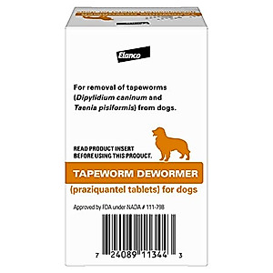 Elanco Tapeworm Dewormer (praziquantel tablets) for Dogs, 5 Count (Pack of 1) Praziquantel Tablets for Dogs and Puppies 4 Weeks and Older