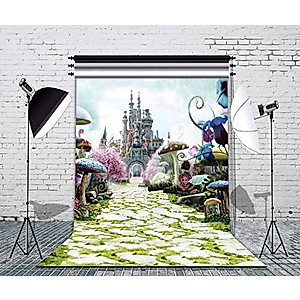 5x7FT Alice in Wonderland Photo Backdrop Photography Background for Newborn,Baby Shower,Kid's Birthday Party Decorations Supplies Booth Studio Props