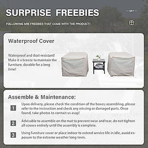 3 Piece Patio Set Wicker Patio Furniture Patio Conversation Sets Outdoor Chairs and Glass Side Table Balcony Furniture with Non-Slip Cushions and Waterproof Covers, Light Grey