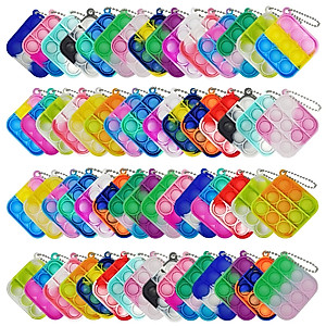 30 Pcs Mini Pop Bubble Fidget Sensory Toys, Pop Keychain Bulk Toy for Party Favor, Classroom Student Prizes Easter Basket Goodie Bag Stuffers Christmas Valentine Gift for Kid