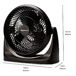 Amazon Basics 3 Speed Small Room Air Circulator Fan, 11-Inch, Blade, Black, 7.6"D x 14.8"W x 14.1"H