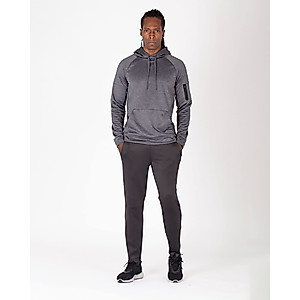 Layer 8 Men's Hoodie Performance Light Weight Tech Fleece Pullover Training Workout Athletic Sweatshirt Hooded Fitness Top (Small Basalt Hthr)