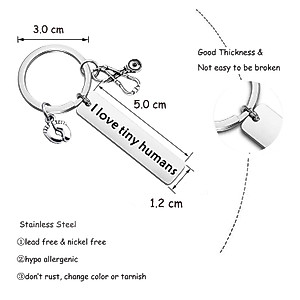 Gzrlyf Nicu Nurse Keychain Gifts I Love Tiny Humans Labor and Delivery Nurse Obgyn Gifts for Doctors Midwife (I Love Tiny Humans)