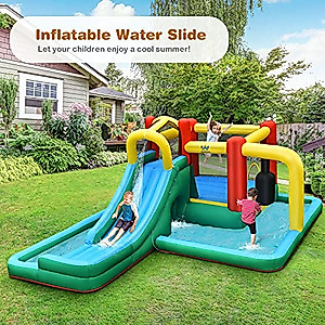 BOUNTECH Inflatable Water Slide, Water Bounce House Combo for Kids Outdoor Fun with Splash Pool, Climbing Wall, Water Park, Blow up Waterslides Inflatables for Kids and Adults Backyard Party Gifts