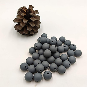 100pcs Dim Gray Color Silicone Round Beads Sensory 15mm Silicone Pearl Bead Bulk Mom Necklace DIY Jewelry Making Decoration