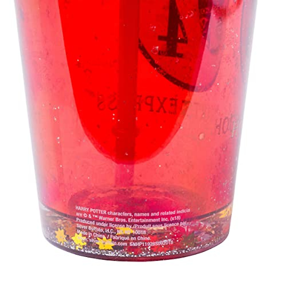 Silver Buffalo Harry Potter Hogwarts Express Plastic Snow Globe Cold Cup w/Lid and Straw, 14 Ounces
