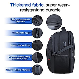 HZENPPOR Travel Backpack for Men, Large Backpack for Men, 50L Laptop Backpacks, Anti Theft XL Extra Big Mens Large Backpack 17.3 Inch Women Men Airline Approved College Bussiness BackPack