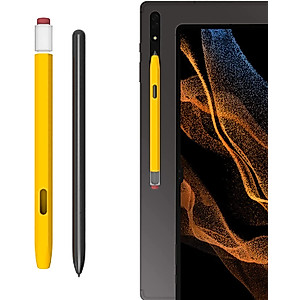 LOVE MEI Samsung Galaxy Tab S7/S7+/S7 FE/S8/S8+/S8 Ultra/S9/S9+/S9 Ultra S Pen Sleeve Case, Classic Retro Design Silicone Sleeve Protective Skin Case Non-Slip Smooth Grip (Yellow)