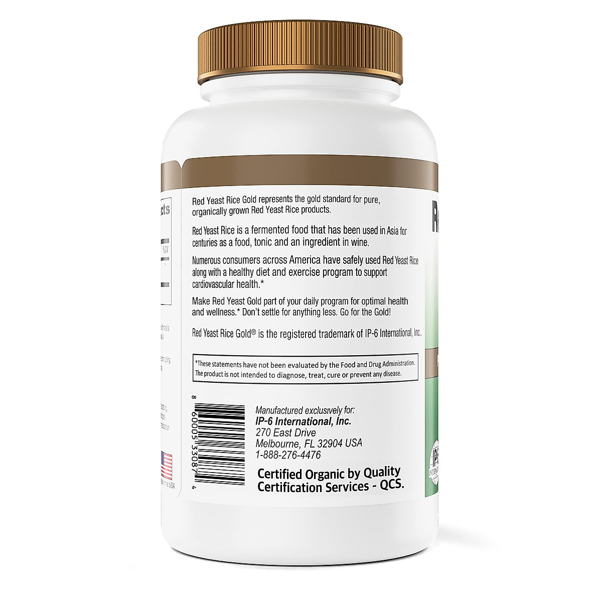 Red Yeast Rice Gold, 600 mg of Organic Red Yeast Rice - IP6 International - 240 Veg Caps