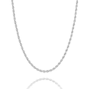 Waitsoul 925 Sterling Silver Rope Chain Lobster Clasp 2mm Silver Chain for Men Women Silver Necklace Chain 18 Inch