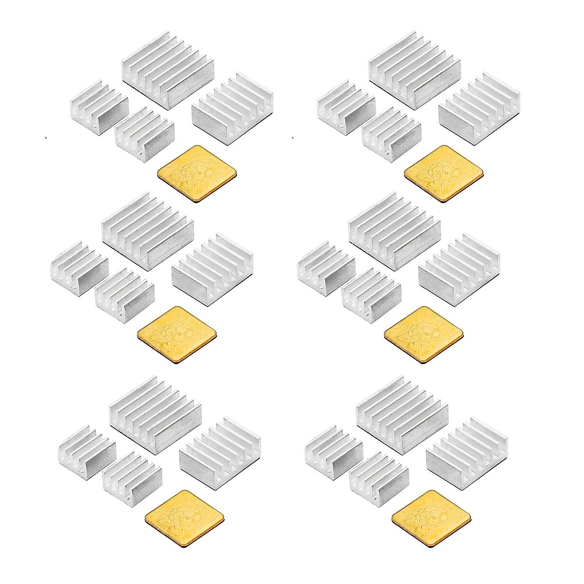 30 PCS Raspberry Pi 4 Heatsink Kit with Thermal Conductive Adhesive Tape, Aluminum Heat Sink Cooler and Copper Heatsink for Raspberry Pi B B+ 2/3/4