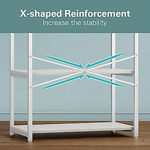 Denkee Kitchen Bakers Rack, Industrial 5-Tier Microwave Oven Stand, Freestanding Kitche