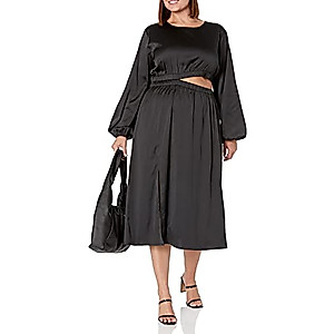 The Drop Women's Jacob Long Sleeve Cut Out Midi Dress, Black, XXL, Plus Size