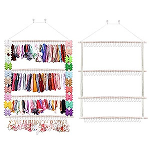 Large Headband Bow Holder for Girls,Huge Hair Accessories Organizer Storage Display with 96 pcs Hooks, Wall Hanging Decor for Toddler Nursery Room