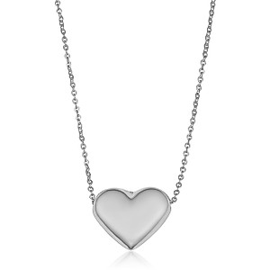 Kooljewelry 14k White Gold Heart Necklace (18 inch)