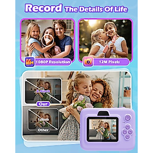 Anchioo Kids Digital Camera with 1080P Video, IPS Screen, 32GB SD Card - Christmas Gift, Age 3-12
