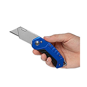 BirdRock Home Premium Folding Utility Knife with Sport Blade – Small Compact Pocket – Folding Box Cutter Tool – 3 Extra Razor Blades – Cut Cardboard Boxes – Locking Safety Knife Set – Heavy Duty