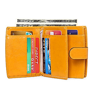 GOIACII Women's Wallet RFID Leather Wallets Small Bifold Zipper Pocket Card Case Purse