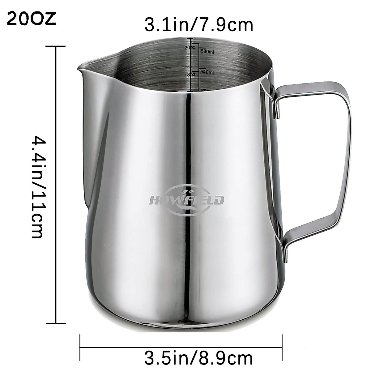 Stainless Steel Milk Frothing Pitcher - Milk Frothing Jug for Cappuccino, Barista Milk Frothing Pitcher Parent (none, 20OZ)