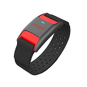 FITCENT Heart Rate Monitor Armband, Bluetooth ANT+ Optical Heart Rate Sensor Arm Band, Rechargeable Fitness Tracker for Peloton Strava Zwift Polar Beat DDP Yoga Wahoo Fitness (Black)