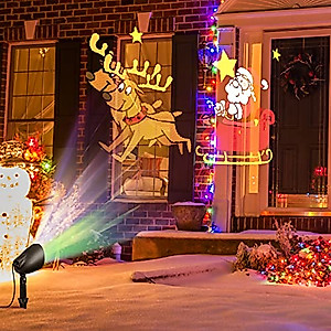 Tangkula Christmas Santa Claus on Sleigh Projector Light, Rotating LED Projection Lamp with 60° Adjustable Angle, Outdoor Landscape Decorative Lighting for Christmas, Holiday, Party, Garden, Patio