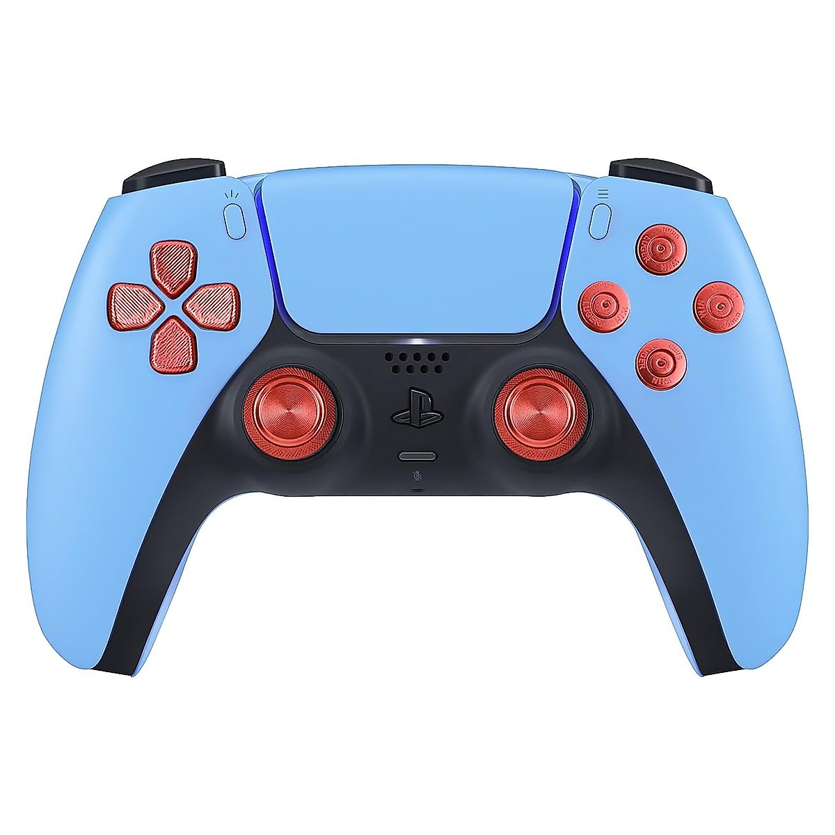 TOMSIN Metal Buttons Replacement Kit for PS5 Controller – Aluminum Thumbsticks & O X Square Triangle & Dpad Buttons Accessories Compatible with PlayStation 5 DS Controller (Red)