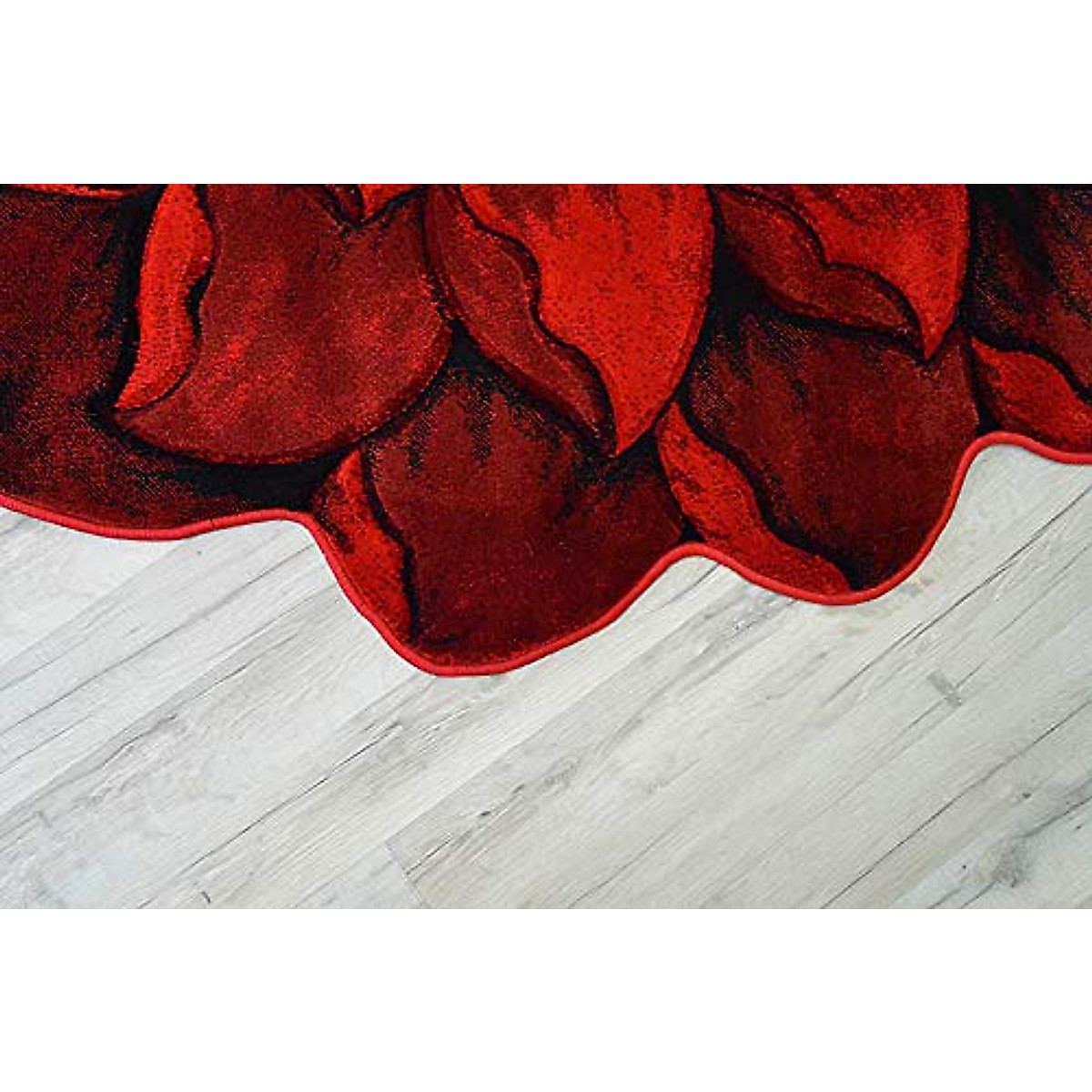 Flowers 3D Effect Hand Carved Thick Artistic Floral Flower Rose Botanical Shape Area Rug Design 301 Red 5'3''x5'3'' Round