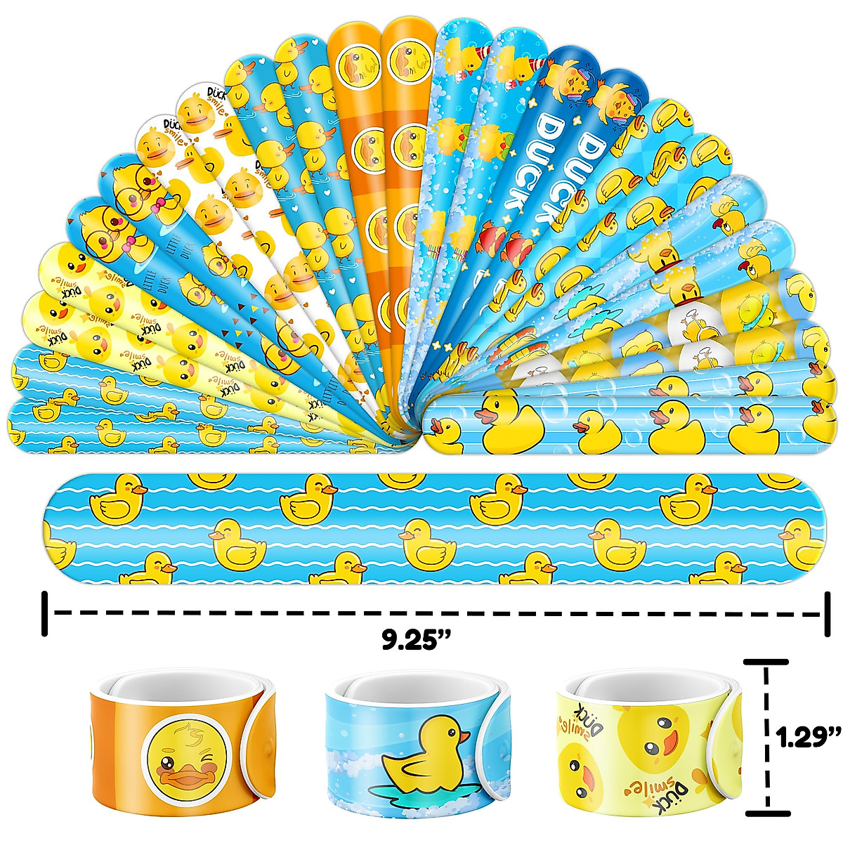 48PCS Duck Party Favors 24PCS Tattoos 24PCS Slap Bracelets Gifts Ideal Birthdays Party Supplies Decorations Cute Snap Bracelets Decor Baby Shower Classroom School Prizes Boys Girls Rewards