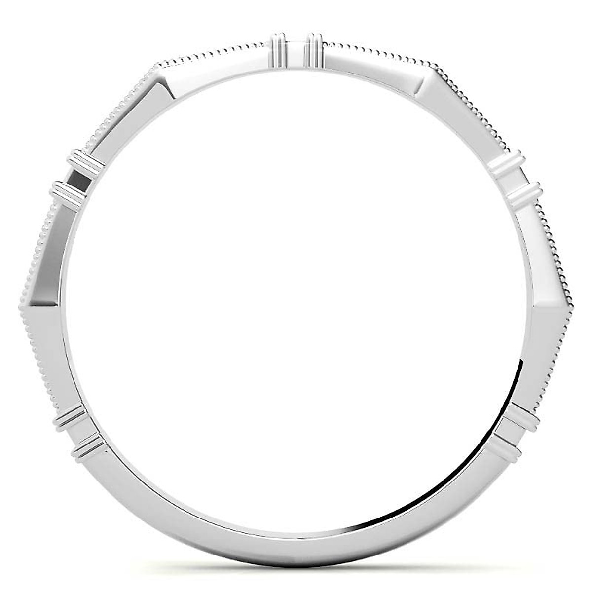 Excellent Round Brilliant Cut 0.13 Carat, Moissanite Diamond Promise Band, Prong Set, Eternity Sterling Silver Band, Valentine's Day Jewelry Gifts, Customized Band (6)