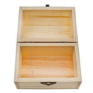Hsiwto Plain Unfinished Wood Box, Unpainted Wooden Jewelry Box DIY Craft Storage Treasure Chest Toy Case