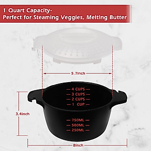Professional Small Micro Cookware 1 Quart, Microwave Steamer for Vegetables, Microwave Cooker - BPA Free, Dishwasher Safe