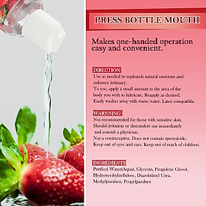 YOSPOSS Strawberry Flavored Water-Based Lubricant 8 Fl Oz, Silky Smooth Personal Lube for Women, Men and Couples, Sugar-Free, Non-Staining