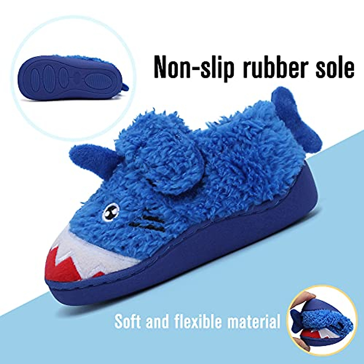 CIOR Toddler Slippers Boys Girls Socks Lightweight Comfort Slip on Kids Indoor Warm Home Shoes U121WTMTDK489.EL-Shark-24.5