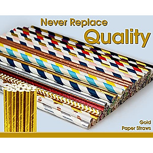 FAMASTON 150-pack Biodegradable Gold Paper Straws - Disposable Drinking Gold Straws - Gold Sticks for Cake Pops in Birthday, Anniversary, Wedding, Holiday Celebrations, Party Decor, and Supplies