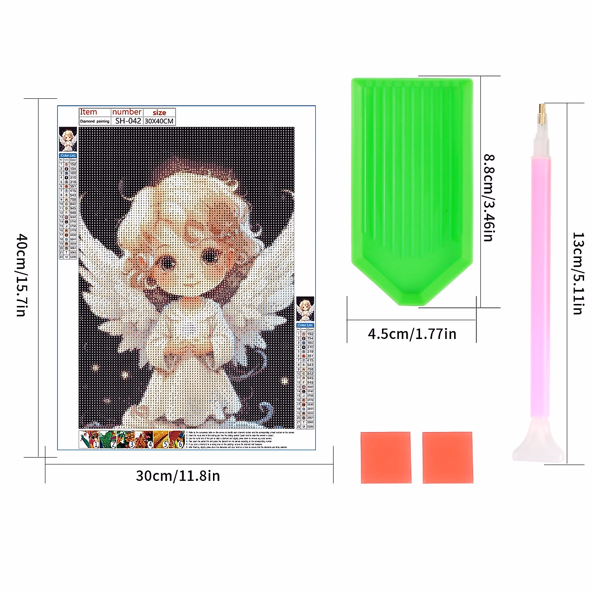 Xujinsongg 5D Diamond Painting Kit, Digital Painting Kit - DIY Cartoon Theme Full Rhinestone Art Picture, Craft Supplies for and Adults, Perfect Home Wall Decor Gift - 12 * 16 in (Angels)