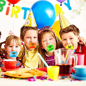 48 Pieces Multicolor Duck Call Whistles Plastic Duck Beak Whistles with Lanyard Halloween Christmas Gifts Small Whistle Bulk for Party Favors Fun Goodie Bag Fillers, 4 Colors