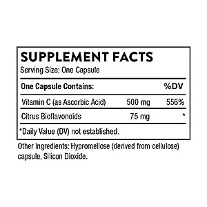 Thorne Vitamin C - Blend of Vitamin C and Citrus Bioflavonoids from Oranges - Support Immune System, Production of Cellular Energy, Collagen Production and Healthy Tissue - Gluten-Free - 90 Capsules