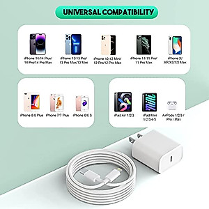 iPhone Charger Fast Charging【Apple MFi Certified】, 2Pack iPhone Charging Block USB C Power Adapter Wall Charger with 6FT iPhone Charging Cable Lightning Cord Compatible with iPhone 14/13/12/11/XS/XR/X