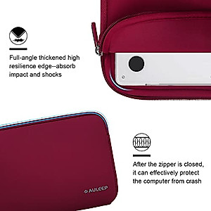 AULEEP 11-12 Inch Laptop Sleeves, Neoprene Notebook Computer Pocket Tablet Carrying Sleeve/Water-Resistant Compatible Laptop Sleeve for Acer/Asus/Dell/Lenovo/HP, Wine Red
