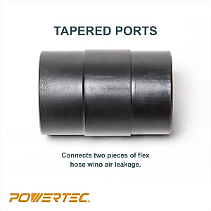 POWERTEC 70123V 4-Inch Dust Hose Connector w/Quick Connect Splice Adapter, ABS Plastic