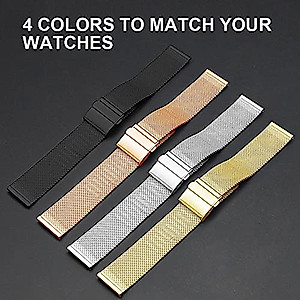 smaate Watch Band Compatible with P22 Donerton, Popglory, CanMixs 1.4inch; Motast Mugu Chalyh P36A P36B, AGPTEK LW31 1.69inch Smartwatch, 20mm Mesh Milanese strap, Safety Clasp, Silver