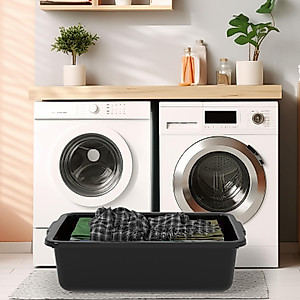 Nihenok 4 Pack Large Commercial Bus Boxes, 35 L Plastic Utility Bus Tote, Black