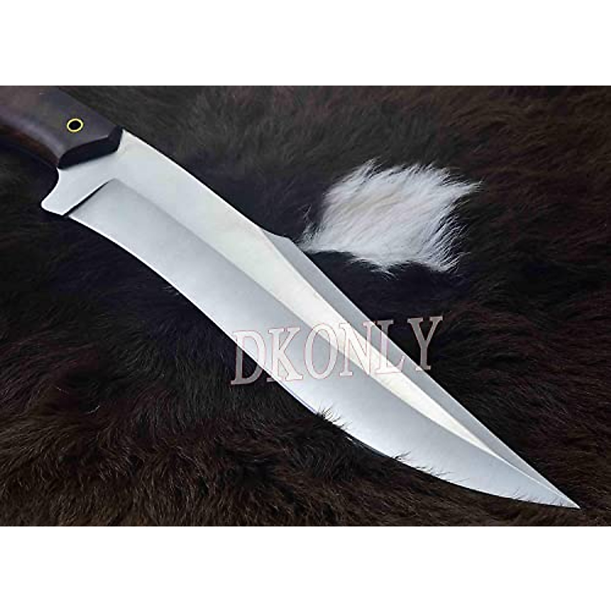 DKONLY-BLADES USA: 15" Custom Handmade D2 Steel Full Tang Hunting Almogovar Camp Knife with Rose Wood Handle & Leather Sheath (AM76)