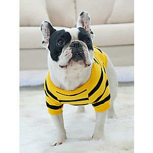 2 Pack French Bulldog Striped T Clothes T-Shirt for Medium Dogs Tee Shirts for Boston Terrier Pitbull Bichon Spring Summer Puppy Apparel, Medium, Pack of 2