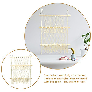 VOSAREA Wall Mounted Bookshelf Hammocks Book Shelf for Kids Rooms Book Shelves Home Decor Macrame Wall Hammock Macrame Woven Tapestry Hand Woven Pendant Iron White Organizer Nordic